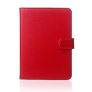 Book Style Pu Leather Case Cover Compatible with Barnes & Noble Nook GlowLight 4 6" ebook Reader Protective Sleeve (Red)