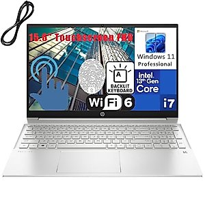 HP Pavilion 15 15.6" Business Laptop Computer, 13th Gen Intel 10-Core i7-1355U, 64GB DDR4 RAM, 2TB PCIe SSD, WiFi 6, BT 5.3, Backlit Keyboard, FR, Windows 11 Pro, BROAG Cable