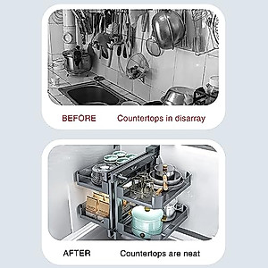 AHDFY Kitchen Cabinet Pull Out Shelves, Blind Cabinet Pull Out Organizer, Corner Built-ins Basket Kitchen Cabinet Pull Out Shelves for Pantry Cabinet Cupboard Table,800CABINTE