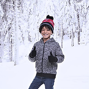 Minus 5° by Polar Wear Boys Winter Game Design Knitted Beanie Hat and Glove Set (2 Piece Set), black/red