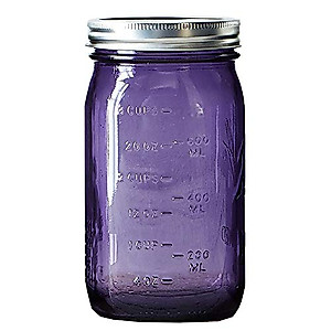 Ball Jar with Lid and Band - Pick Your Size and Color (Purple, Wide Mouth Quart - 32 oz.)
