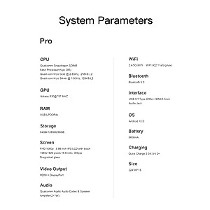 AYN Odin Pro Retro Game Handheld - SD845 Android Console With Multiple Emulators - FHD 1080P LCD, Fast Charging - 6600mAh Battery - 128GB, Black