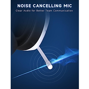 Gvyugke 2.4GHz Wireless Gaming Headsets for PS5, PS4, PC, Switch - Bluetooth 5.3 Gaming Headphones with Noise Canceling Mic, 7.1 Surround Sound, 70H Battery, Gaming Lighting - White