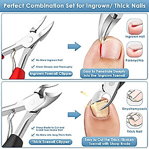 8 PCS Toenail Clippers Kit for Thick or Ingrown Nails, Professional Heavy Duty Ingrown and Thick Toenail Clippers, Sharp Stainless Steel Nail Cutter Set Toenail Pedicure Treatment Tool for Elderly