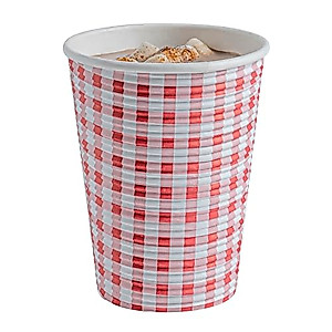 Restaurantware 12 Ounce Disposable Coffee Cups 500 Spiral Wall Hot Cups For Coffee - Lids Sold Separately Rolled Rim Paper Insulated Coffee Cups Picnic Print For Coffee Tea And More