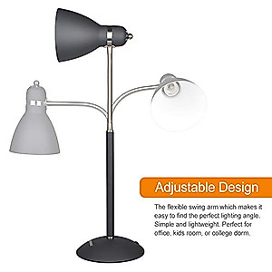 LEPOWER Metal Desk Lamp, Adjustable Goose Neck Table Lamp, Eye-Caring Study Lamps for Bedroom and Office (Sand Black)