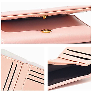 YaJaMa Cute Rabbit Bear Women Wallet Small PU Leather Trifold Slim Credit Card Case Holder Organizer with ID Window for Girls (Pink)