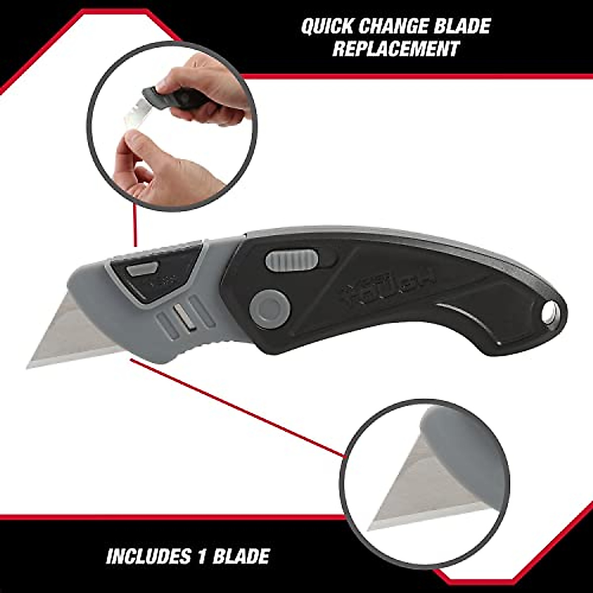 Hyper Tough PLASTIC FOLDING UTILITY KNIFE Quick-Change Blade LIGHTWEIGHT DURABLE