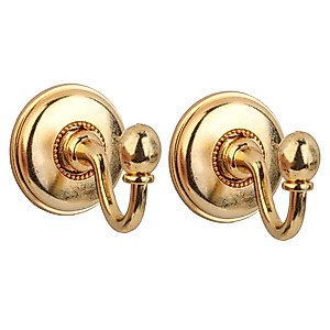 2 Pcs Metal Curtain Holdback, Curtain Tiebacks, Alloy Curtain Holders for Wall, Curtain Hooks, Wall Mounted Drapery Tiebacks with 4 Screws, Heavy Duty Decorative Curtain Hook (Gold)