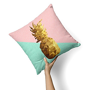 iiRov Summer Design Ink-Fuzed Decorative Throw Pillow - Geometric Summer Pineapple v1