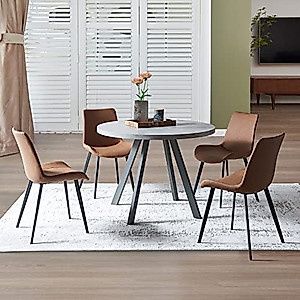 HIPIHOM Dining Chairs Set of 4,Modern Kitchen Dining Room Chairs,Upholstered Dining Accent Side Chairs in Faux Leather Cushion Seat and Sturdy Metal Legs,Brown