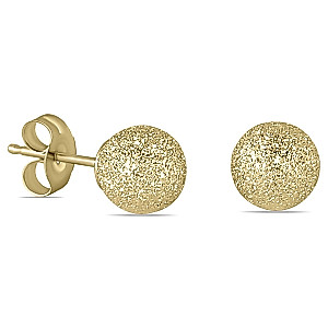 14K Yellow Gold 6mm Laser Cut Ball Stud Earrings