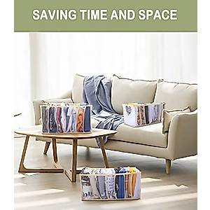 Wardrobe Clothes Organizer, 7 Grids Drawer Organizers for Clothing, Bedroom clothes organizer for folded clothes, Closet Organizers and Storage Baskets for Pants,T-Shirts, Jeans (5 Pack 2M+3L)