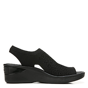 BZees Womens Star Bright Slingback Wedge Sandal, Black, 9 US