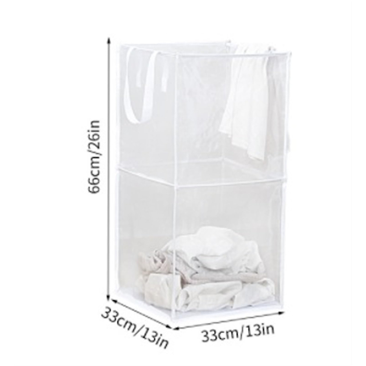 Folding Laundry Basket Organizer Dirty Clothes Bathroom Clothes Mesh Storage Bag Household Wall Hanging Basket Frame(White,Large)