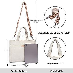 CLUCI Corduroy Tote Bag For Women Casual Zipper Tote Fashion Shoulder Handbag Hobo Bag Beige