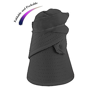 HINDAWI Sun Hats for Women Wide Brim Sun Hat UV Protection Caps Floppy Beach Packable Visor (Grey)