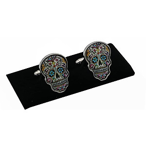 iGame Day Of The Dead Cuff Links Muti-color Brass Material Sugar Skull Design Cufflinks with Gift Box
