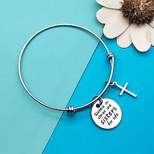 Dabihu Christian Sister Gift Religious Gifts for Women Sisters Bracelet Sisters Gifts Religious Sisters Jewelry Christmas Birthday Gifts for Sister Friends Cousin Friendship Bangle Faith Gifts