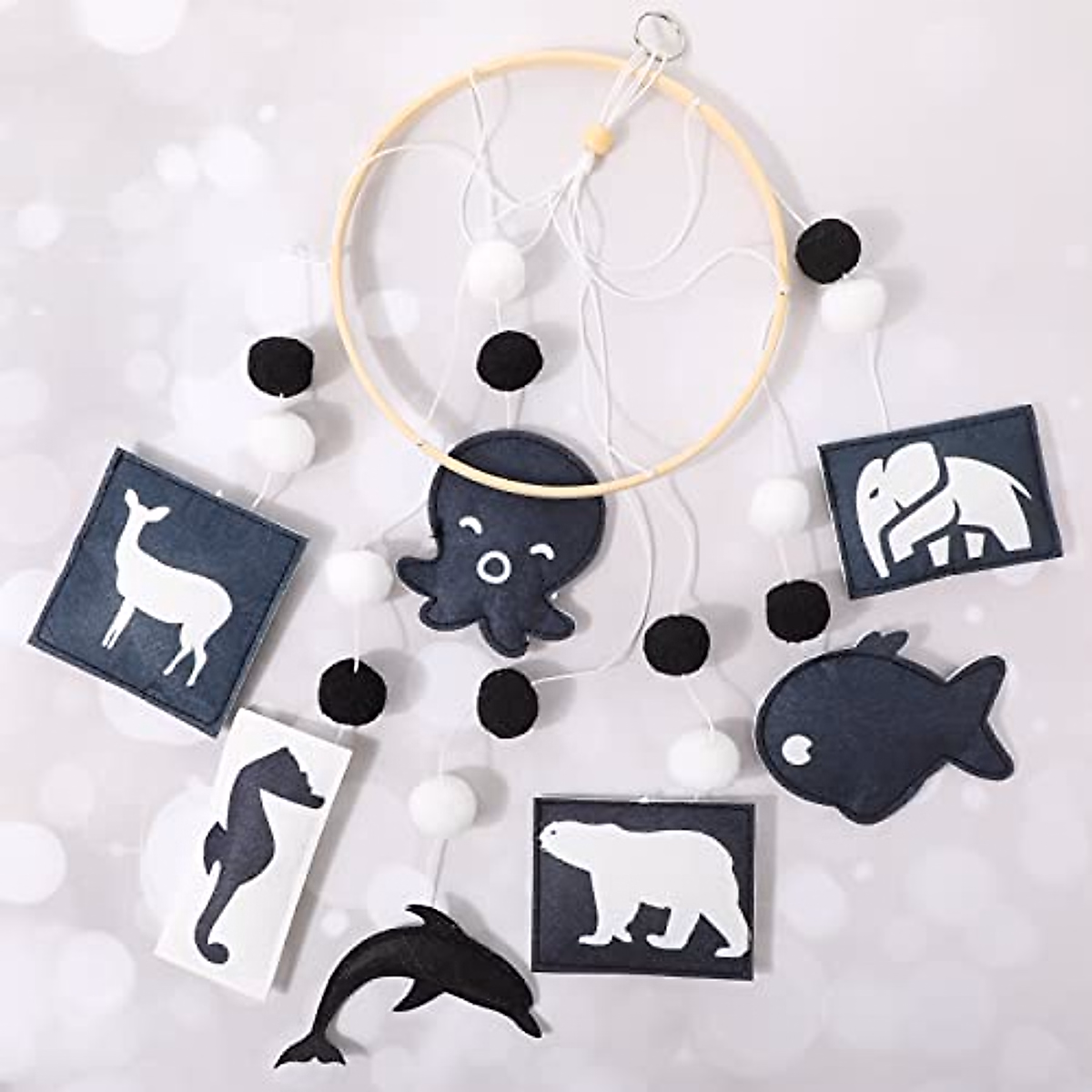 Black and White Mobile for Baby Nursery Crib Baby Mobile Baby Handmade Mobiles Decor for Baby Shower Gifts Baby Cribs Ceiling Hanging Decorations 2 Styles