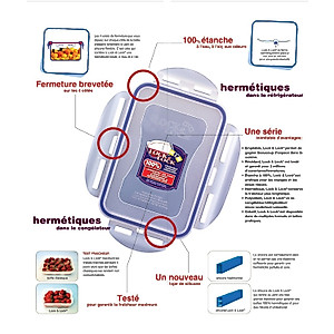 Lock & Lock No BPA Water Tight with 2 Divider Cups, Food Container, 1.5-cup, 11-oz, Pack of 6, HPL806C