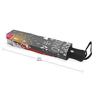 AHOMY Auto Open Close Umbrella, Christmas Gnome Candles Snowflake Gift Boxes Folding Travel Umbrellas for Rain and Sun