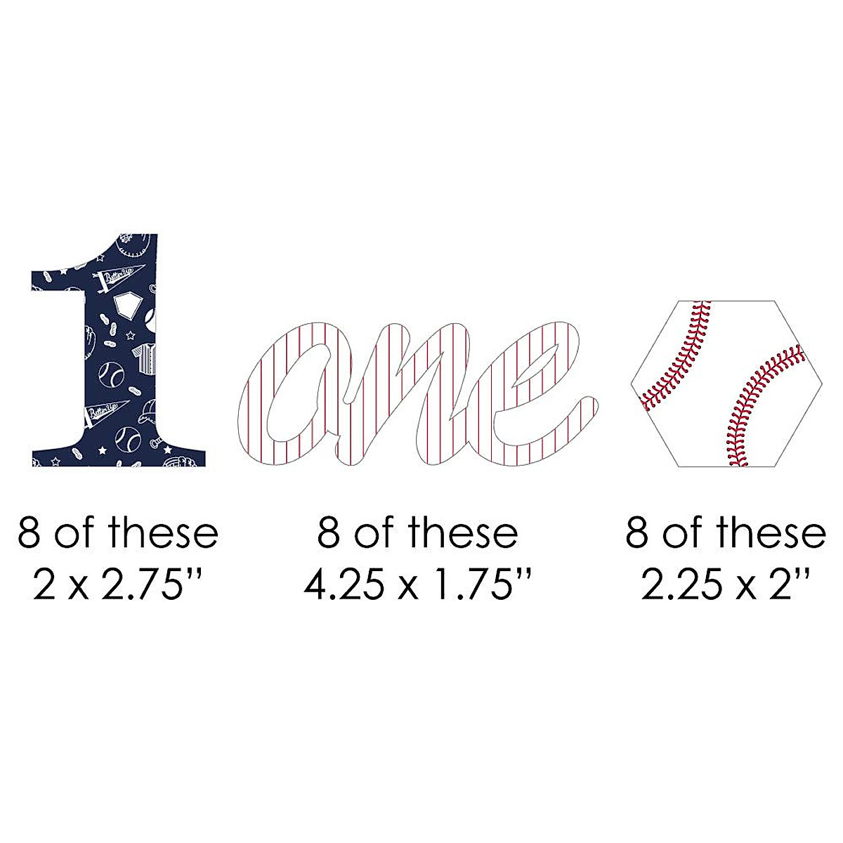 Big Dot of Happiness 1st Birthday Batter Up - Baseball - Paper Straw Decor - First Birthday Party Striped Decorative Straws - Set of 24