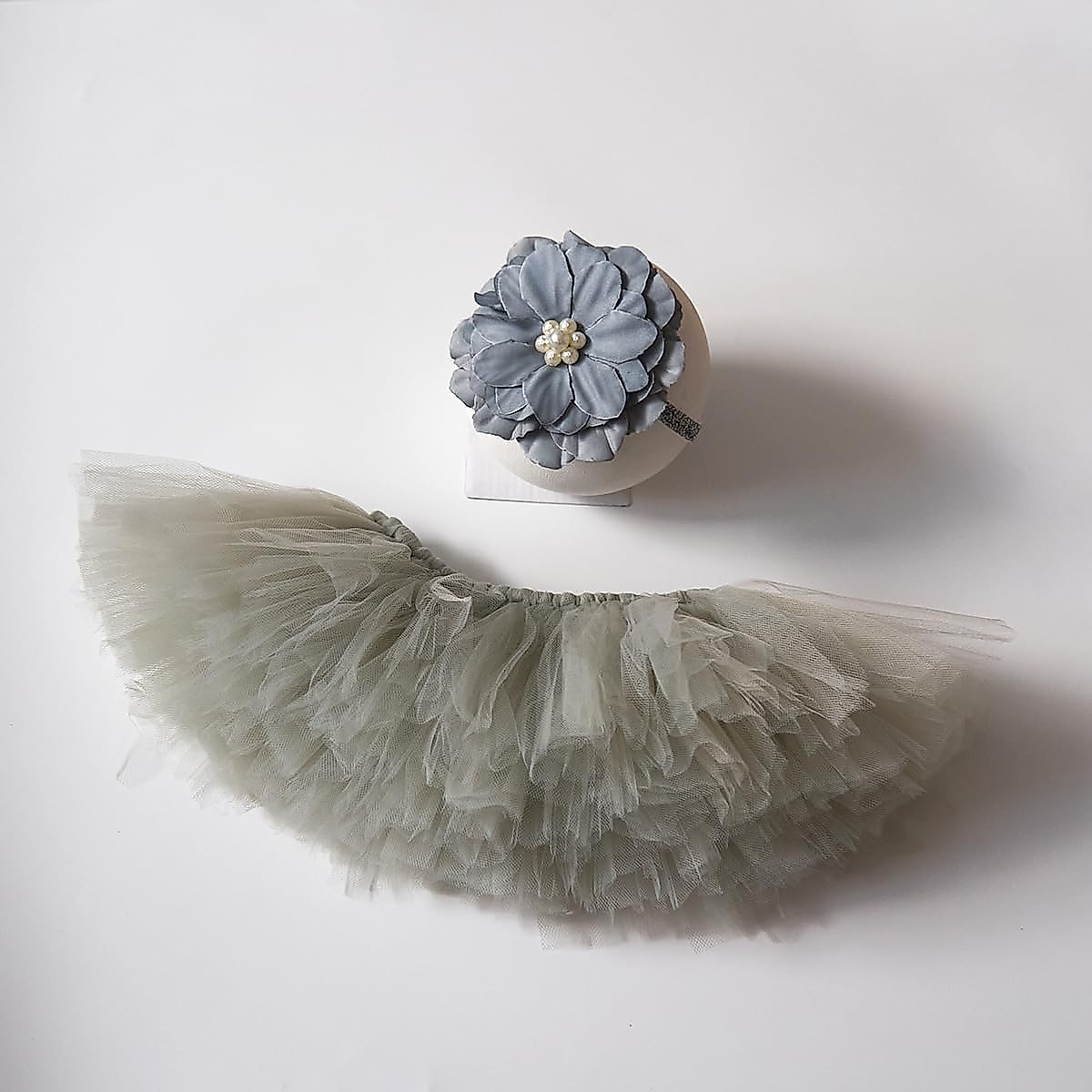 Baby Photography Props Tutu Skirt Headdress Newborn Girl Photo Shoot Outfits Infant Princess Costume Clothes Grey