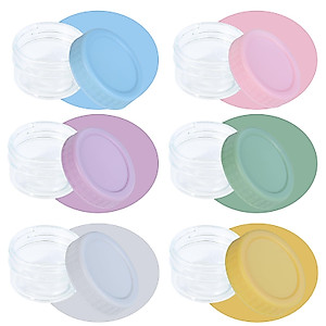 FEOOWV 6pcs Salad Dressing container, Glass Small condiment with Lids-DippingSauce Cups Set-Leakproof Reusable with Lid Small Jars Lunch Box Accessories (2.7oz/80ml)