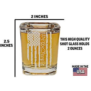 Rogue River Tactical Square US Constitution We The People USA Flag Tattered Shot Glass Gift For Military Veteran or Patriotic American