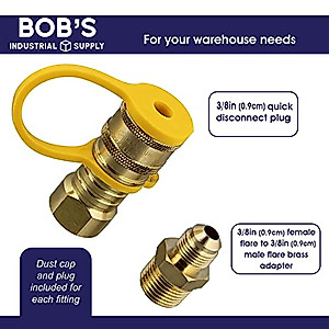 BISupply Natural Gas Grill Hose, 12ft - Flexible Gas Line Quick Connect Gas Hose 3/8in Female Flare to 3/8in Male Flare