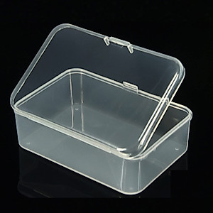 Wotermly 18 Pcs Small Plastic Case Small Mini Rectangle Clear Plastic Beads Storage Containers Box with Hinged Lid for Storage of Tiny Items (Size C 18 Pcs)