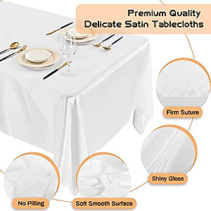 MTREO 10 Packs White Table Cloth Rectangle Rectangle Tablecloth Satin Tablecloths White Tablecloths for Rectangle Tables 57x108 Inch Bright Silk Table Cloth Rectangle Table for Wedding