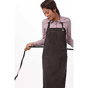 Chef Works Unisex Dorset Bib Apron, Pewter, One Size