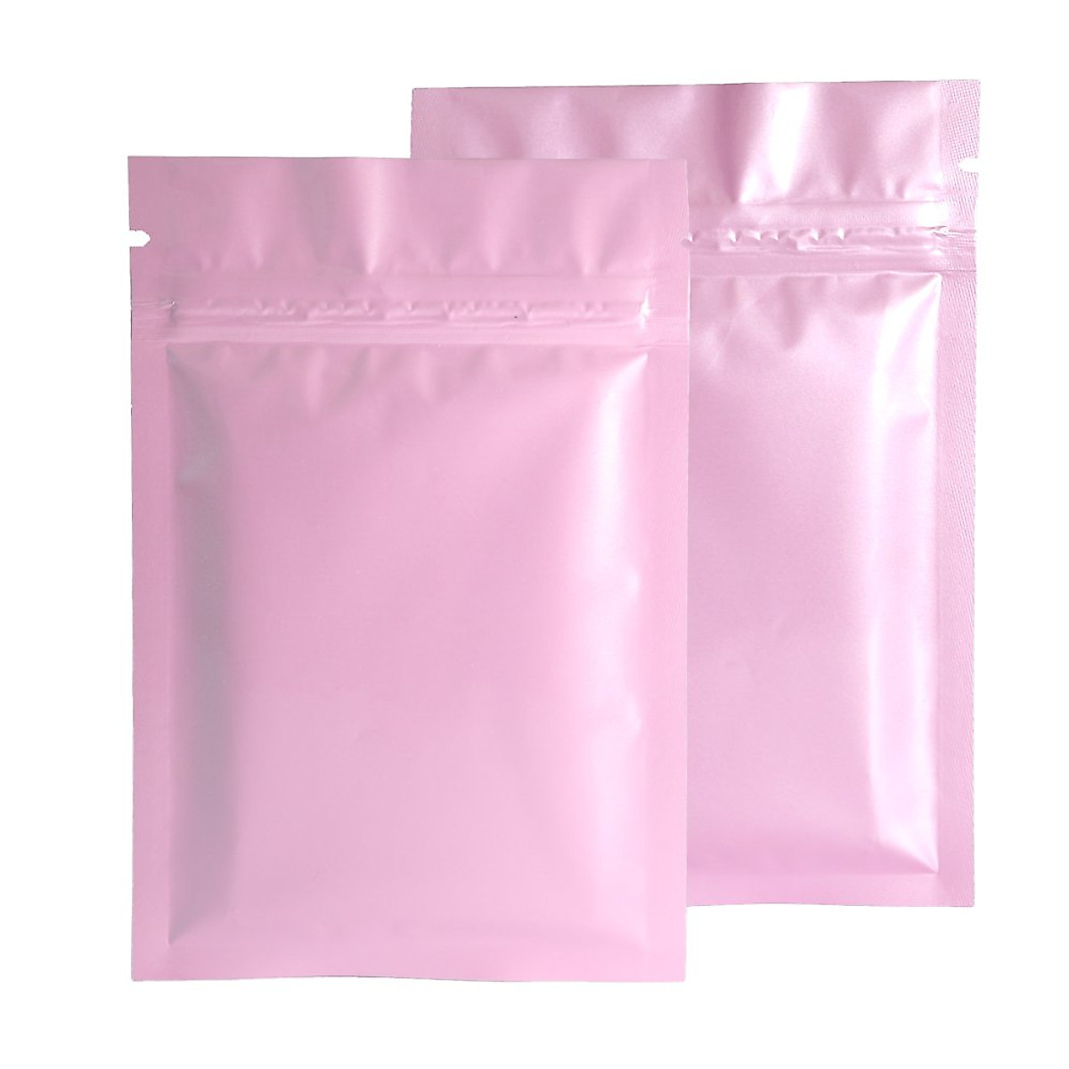100 Double-Sided Glossy Pink Flat Foil Zip Top Sample Food Safe Packaging Powdered Storage Bags (3oz, Glossy Pink)