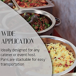 Restlrious Chafing Dish Buffet Set Round Stainless Steel 5QT Chafers and Buffet Warmers Sets for Catering, Complete Chafing Set with Water Pan, Food Pan, Fuel Holder and Lid in Gold Accents, 1 Pack