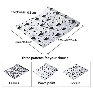 Waterproof Shelf Liner Cover Non Slip Non Adhesive Flower Printed Cabinets Liners for Kitchen Drawer Refrigerator 2 Rolls (12 * 94.5 inch) (Leaves)