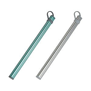 Nuhikap 2X Chopsticks Storage Tubes Aluminum Alloy Box Case for Titanium Chopsticks Storage Box Without Chopsticks Green & Gray