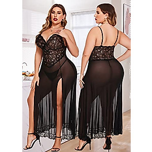 Avidlove Sexy Plus Size Lingerie for Women Sexy Mesh Teddy Valentine's Day Lingerie Black XX-Large