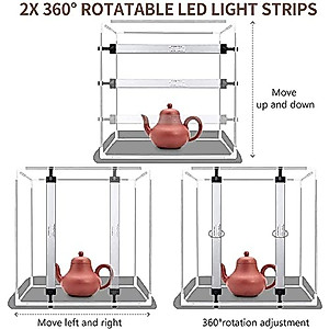 Lightbox, GLZ 32x32 Inch Photo Studio Light Box Shooting Tent Kit with Dimmable and Movable LED Lights, Carry Bag and 3 Color backdrops for Photoshoot (White Black Gold)