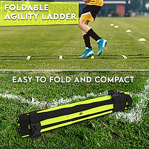 Agility Ladder Speed Training Equipment Includes 5 Adjustable Speed Hurdles Agility Speed Ladder, Jump Rope, Cones, Soccer Training Equipment for Kids - Football Training Equipment or Training Ladder
