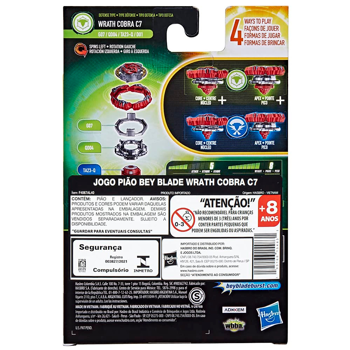 Beyblade Burst QuadDrive Wrath Cobra C7 Spinning Top Starter Pack - Defense/Attack Type Battling Game with Launcher, Toy for Kids