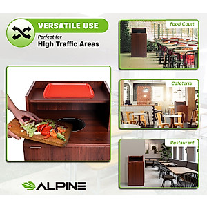 Alpine Restaurant Trash Bin Cabinet - Commercial Trash Can Garbage Receptacle Indoor with Tray Holder for 32 Gallon Garbage Bin (Mahogany)