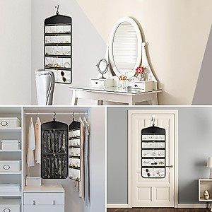 CHICECO Travel Jewelry Holder Organizer,Hanging Jewelry Organizer Storage With Zippered Pockets for Cloest,Wall,Door,Jewelry Holder for Earrings, Necklaces