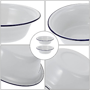 4Pcs Enamel Soup Bowl Vintage Enameled Basin Retro Enameled Bowl Enamel Mixing Bowl Enamelware Salad Serving Bowl Ramen Basin 14cm