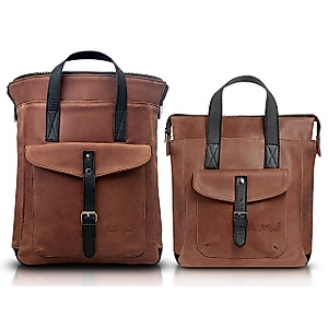 ORNA'S LEATHER ART | Medium Sized and Mini SWAN Everyday Leather Backpack Set. Real Leather in a Stylish Chic Backpack with Practical Contemporary Design