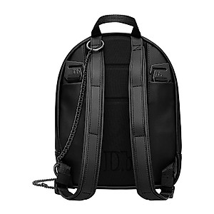 Db the Petite Mini Vegan Leather Backpack Bag with Premium Metal Zips and Detachable Shoulder Chain, Black Out