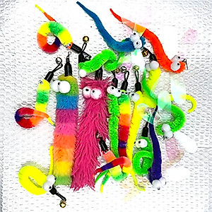 Cat Worm Toy Refills Cats Teaser Toys Cat Wand Refill Wand Replacement Cat Wand Attachments Cat Fishing Pole Toy Refill 16Pcs Cat Worms Refill,Cat Wand Toy Assorted Teaser Refills