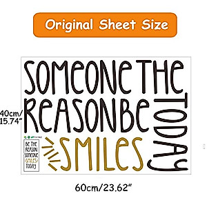 Inspirational Wall Decor Quotes for Boy Girl Room–Be The Reason Someone Smiles Today– Decor for Living Room Bedroom Classroom Playroom Nursery Girls Boys Room Wall Decals Decorations
