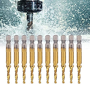 LANTRO JS 10Pcs/Set M4 Screw Tap, High Speed Steel 3.3mm Drill Bits Hex Shank Tapping Tools, Applicable for Internal Chip Removal